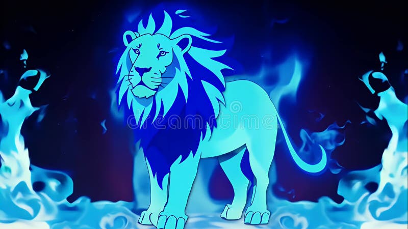 Exploding Blue Fire Lion Effect, with Flames Radiating Stock Video ...