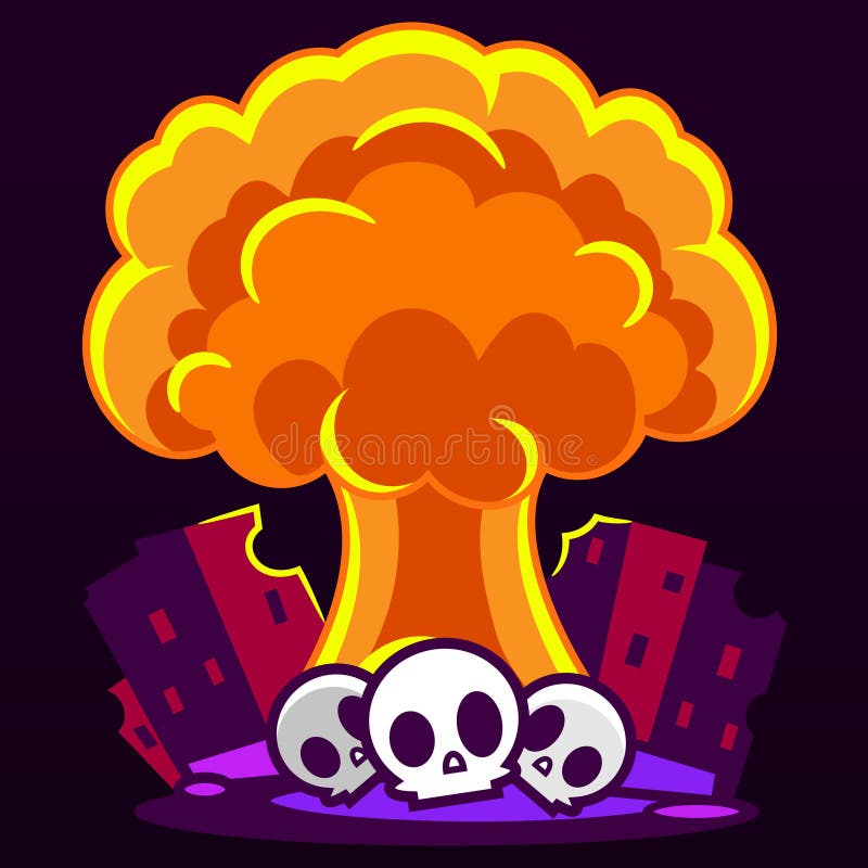 Exploding Bomb, Atomic Explode Effect and Comic Explosions Smoke Clouds ...