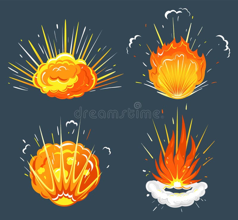 Exploding Bomb, Cartoon Explosions Isolated Icons Stock Vector ...
