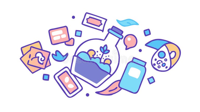 Exploding Bottle of Potion and Magic Ingredients, Vector Design Generative AI Stock Vector ...