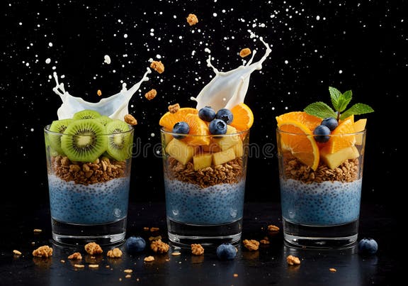 Exploding Breakfast Parfaits Stock Illustration - Illustration of ...