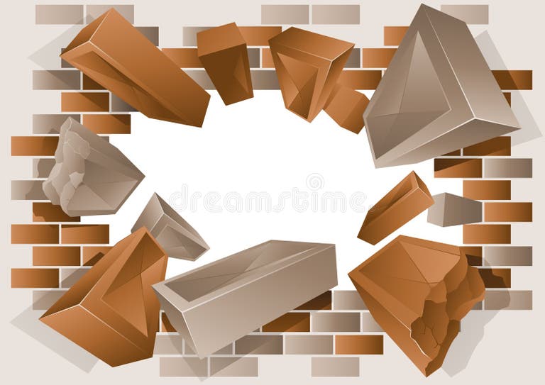 Exploding Brick Wall stock vector. Illustration of demolishing - 21661788