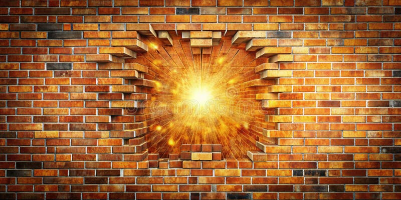 Exploding Brick Wall Background AI Generative Stock Illustration ...