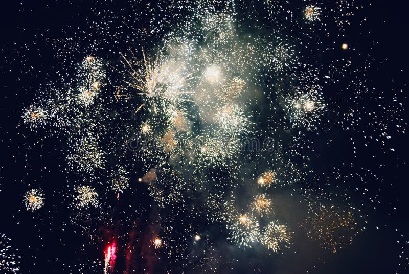 Exploding Bright Fireworks Against a Night Sky Stock Photo - Image of ...
