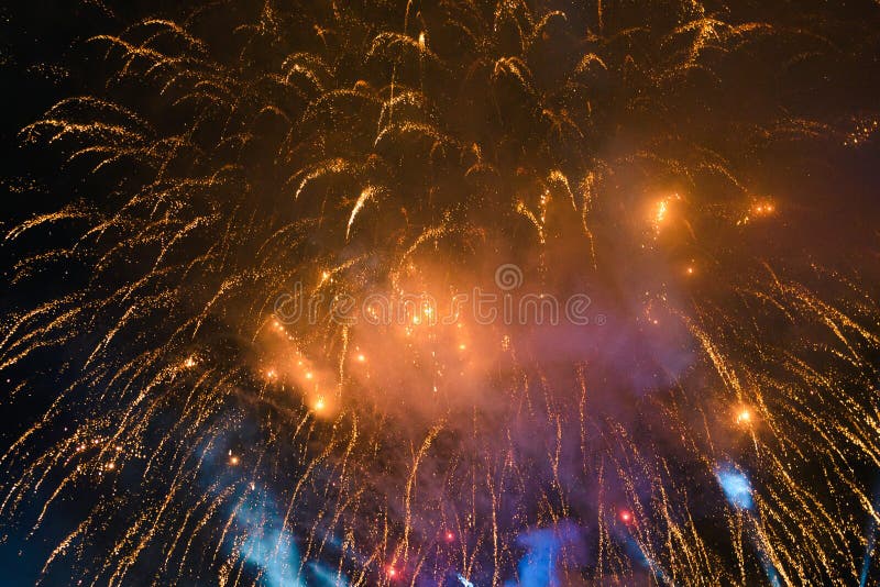 Exploding Bright Fireworks Against a Night Sky Stock Photo - Image of ...