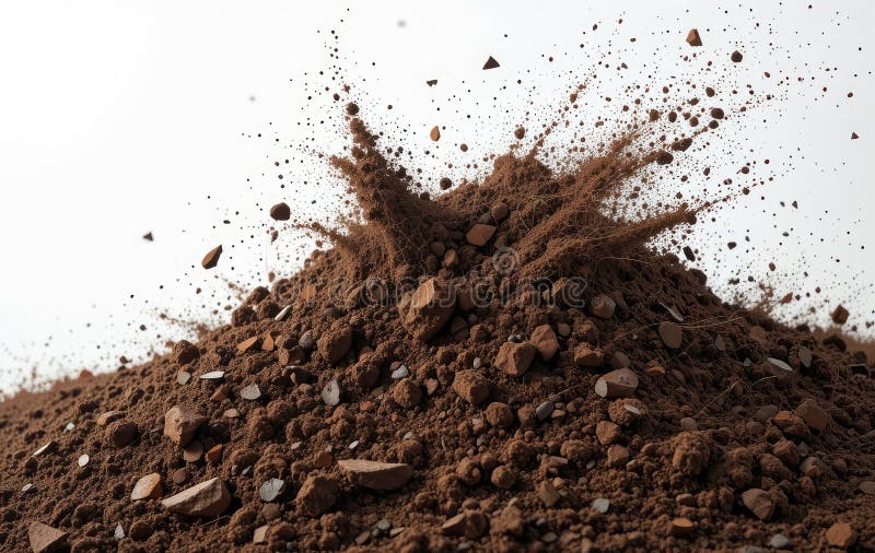 Exploding Brown Soil or Dirt Clod with Particles in Motion Stock ...