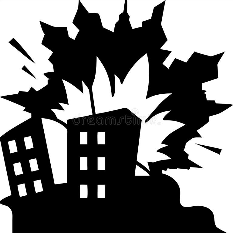 Exploding Buildings Silhouette Vector Art for Artistic Design Projects ...