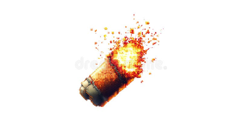 Exploding Bullet in Pixel Art Style. Dynamic Representation of Impact ...
