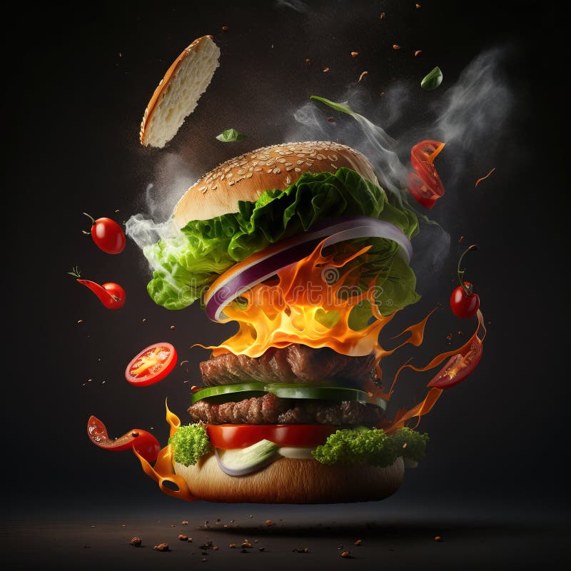 Burger Exploding Stock Illustrations – 128 Burger Exploding Stock ...