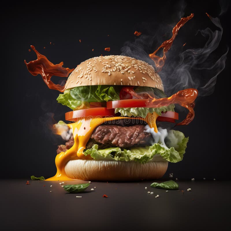 Burger Exploding Stock Illustrations – 128 Burger Exploding Stock ...