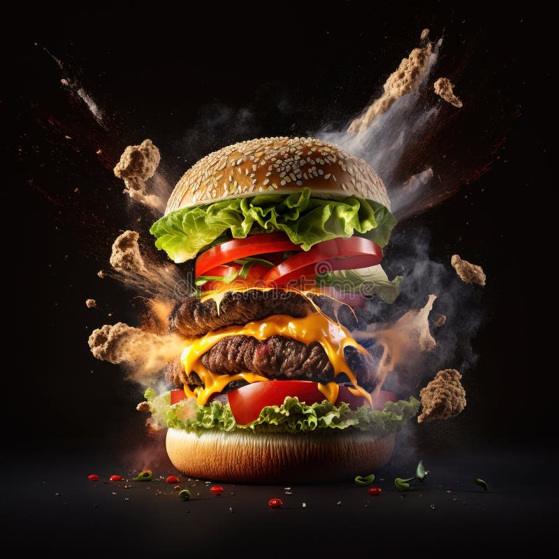 Exploding Burger Stock Illustrations – 566 Exploding Burger Stock ...