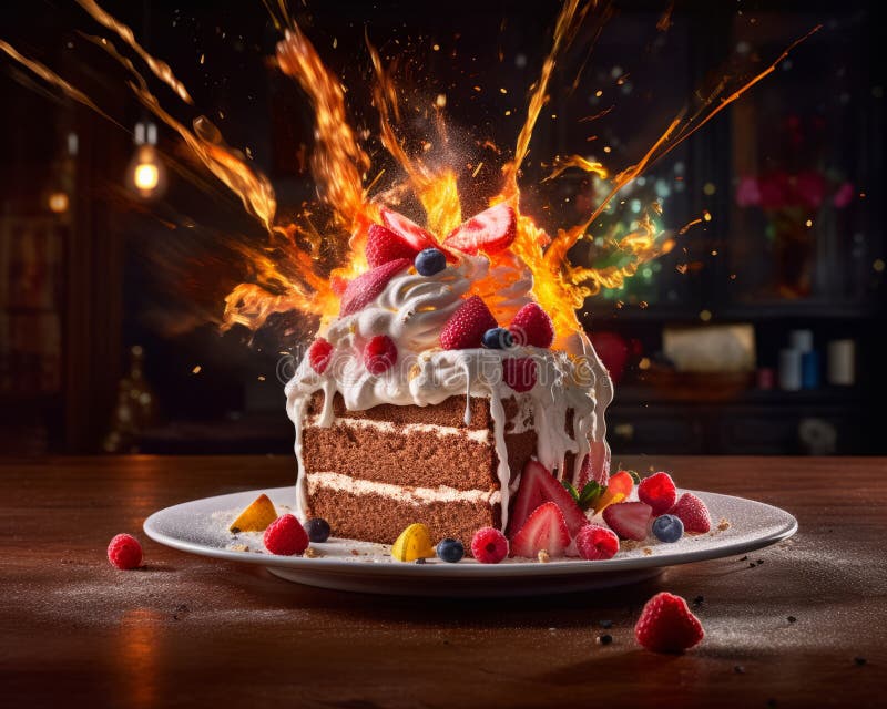 Exploding Cake with Splashes . Stock Illustration - Illustration of ...