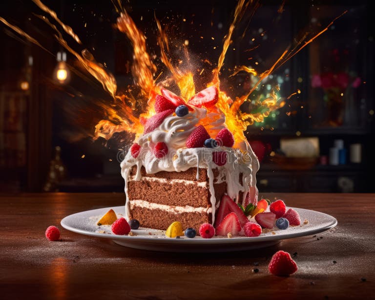 Exploding Cake with Splashes . Stock Illustration - Illustration of ...