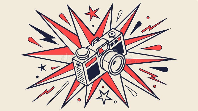 Exploding Camera, Dynamic Photography and Creative Burst Design Vector ...