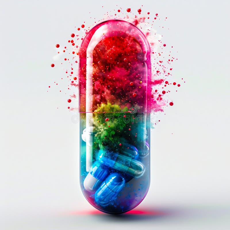 Exploding Capsule with Colorful Powder Burst. Generative Ai Stock ...
