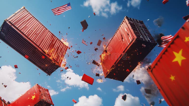 Exploding Cargo Containers Floating in the Sky Create an Impactful ...