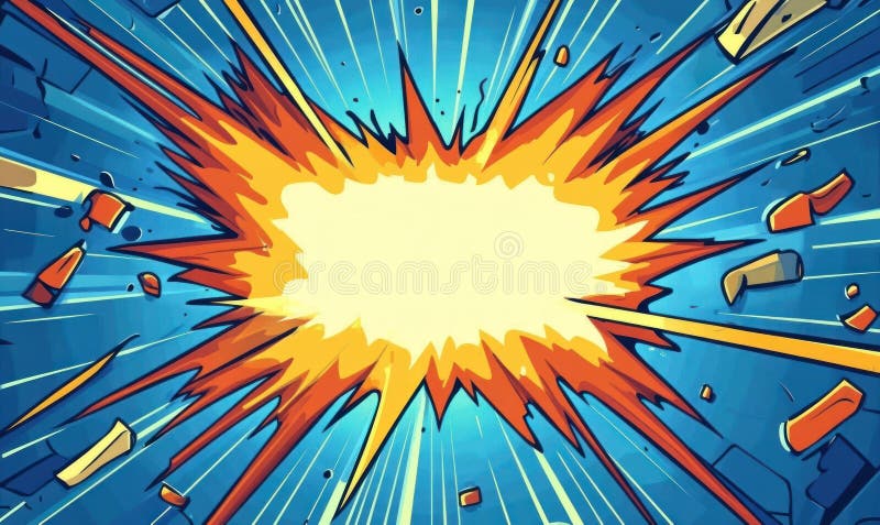 Exploding Cartoon-style Comic Book Illustration with Burst and Vibrant ...
