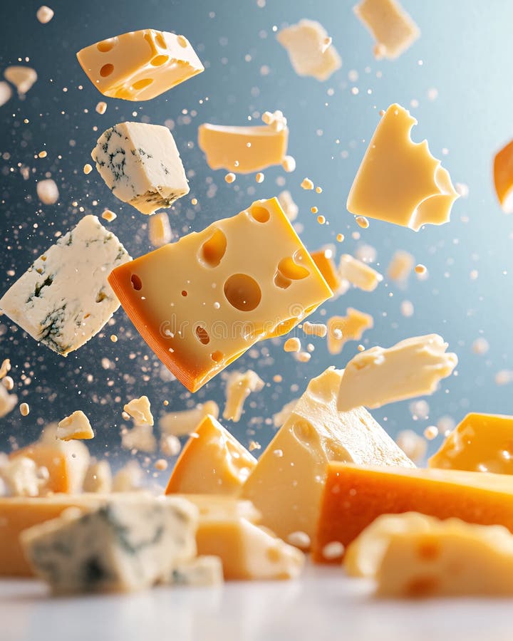 Exploding Cheese Splash of Vibrant Variety with Dynamic Energy and ...