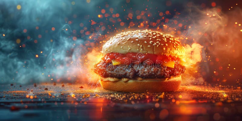 Exploding Cheeseburger with Dynamic Effects, Suitable for Advertising ...