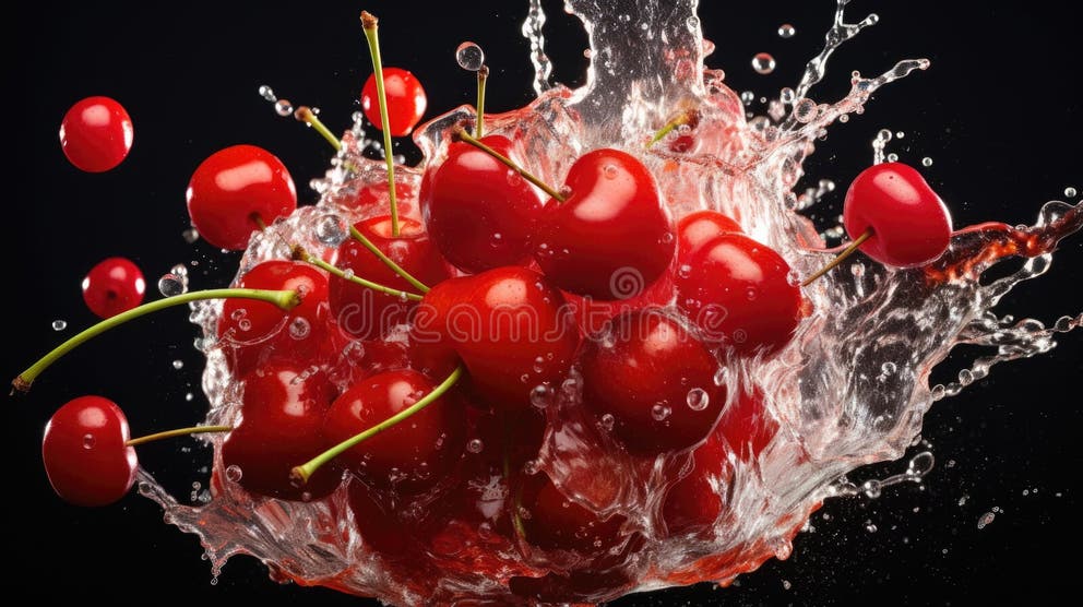 Exploding Cherry in Macro Shot - Stock Concepts Stock Illustration ...