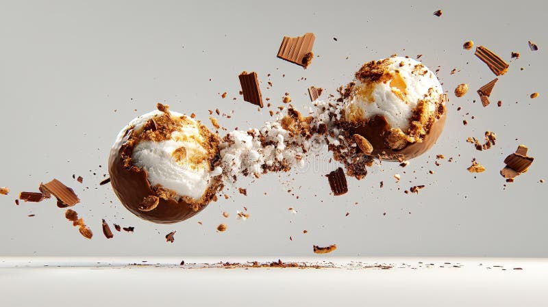 Exploding Chocolate-covered Ice Cream with Crumbs Stock Illustration ...