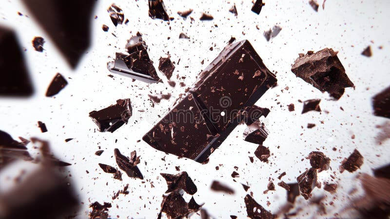 Exploding Chocolate: Decadent Dark Chocolate Bar Fragments in Motion ...