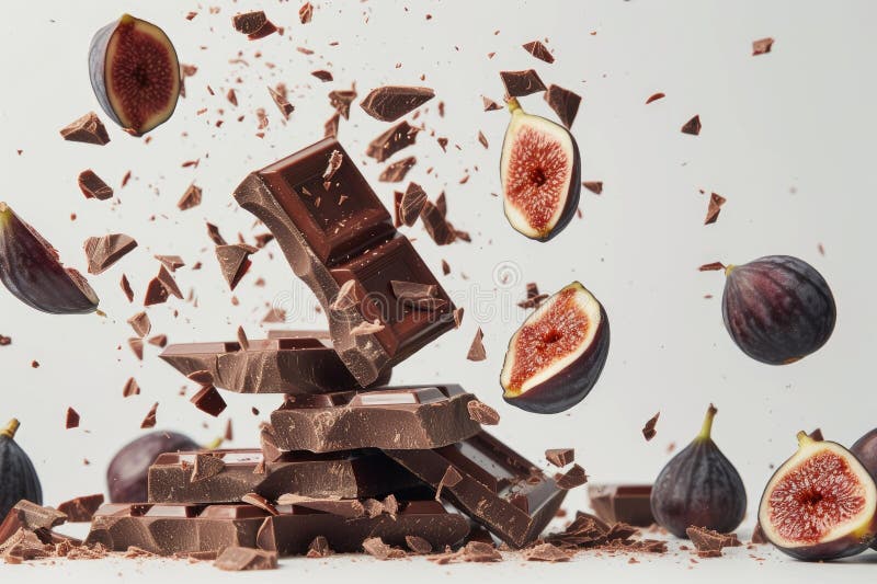 Exploding Chocolate and Figs Delight Stock Image - Image of movement ...
