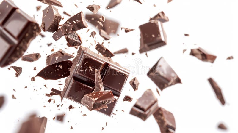 Dark White Chocolate Pieces Exploding Against Background Stock Photos ...