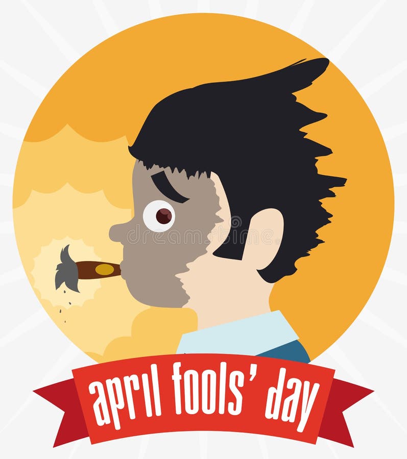Exploding Cigar Button for April Fools Day, Vector Illustration Stock ...