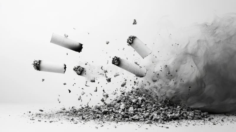 Exploding Cigarettes Ashes and Smoke Fill Air Stock Illustration ...