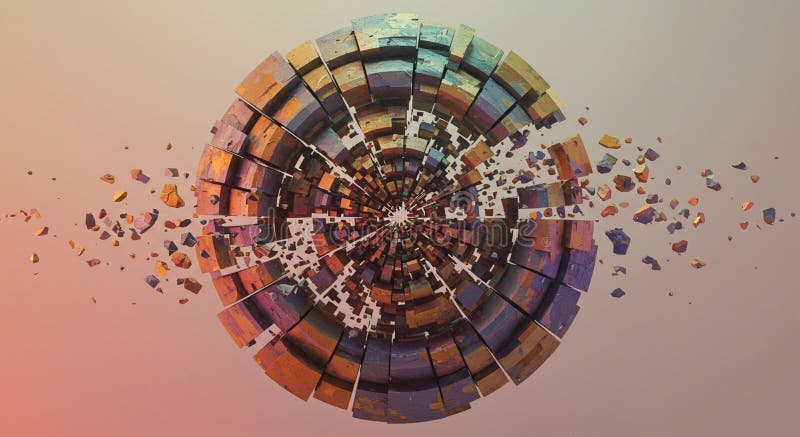 Exploding Circular Structure with Concentric Layers, Made of Fragmented ...