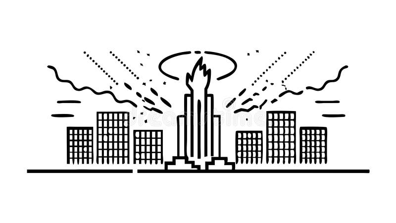 Exploding City Disaster and Destruction, Vector Design Generative AI ...