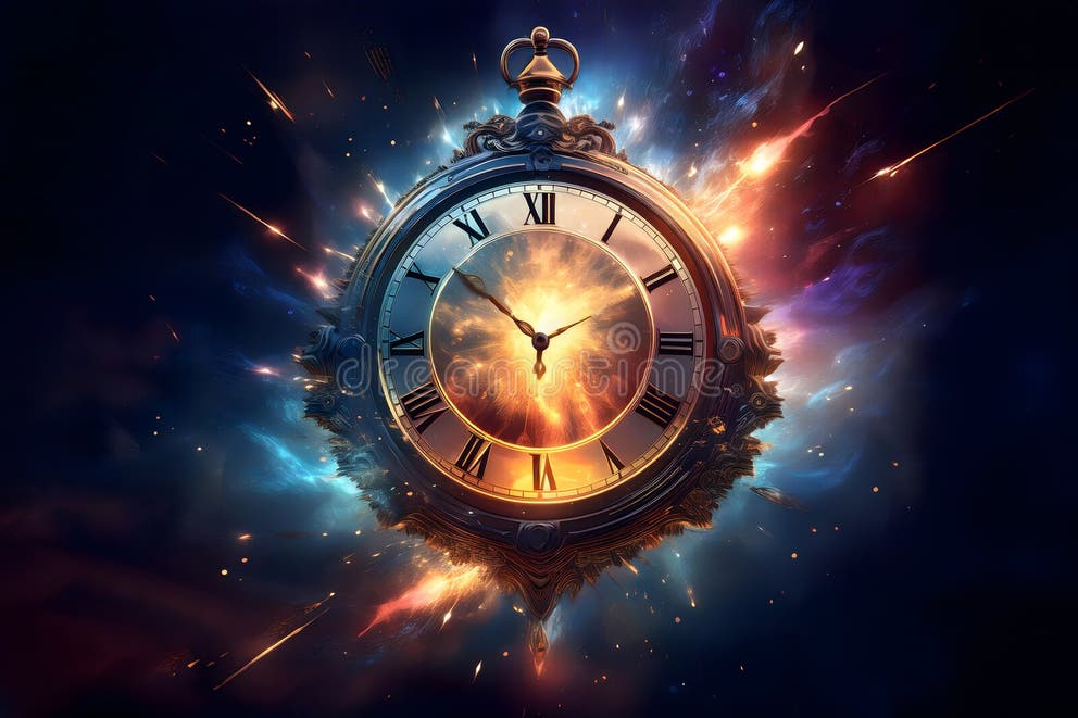 Exploding clock in space stock illustration. Illustration of hurry ...