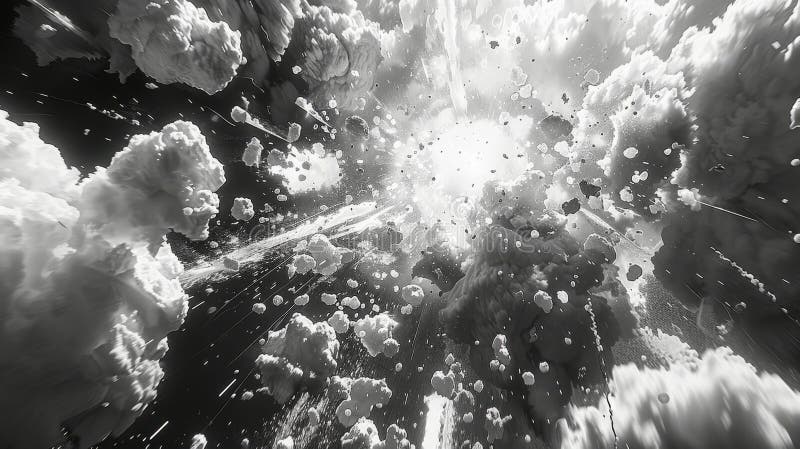 Exploding Cloud Formation with Bright Light, Abstract Depiction ...
