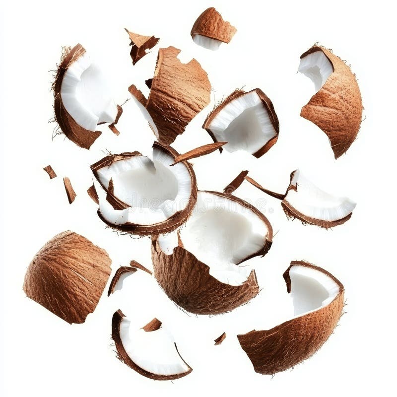 Exploding Coconut High-Res Image of Shattered Coconut Pieces, Tropical ...