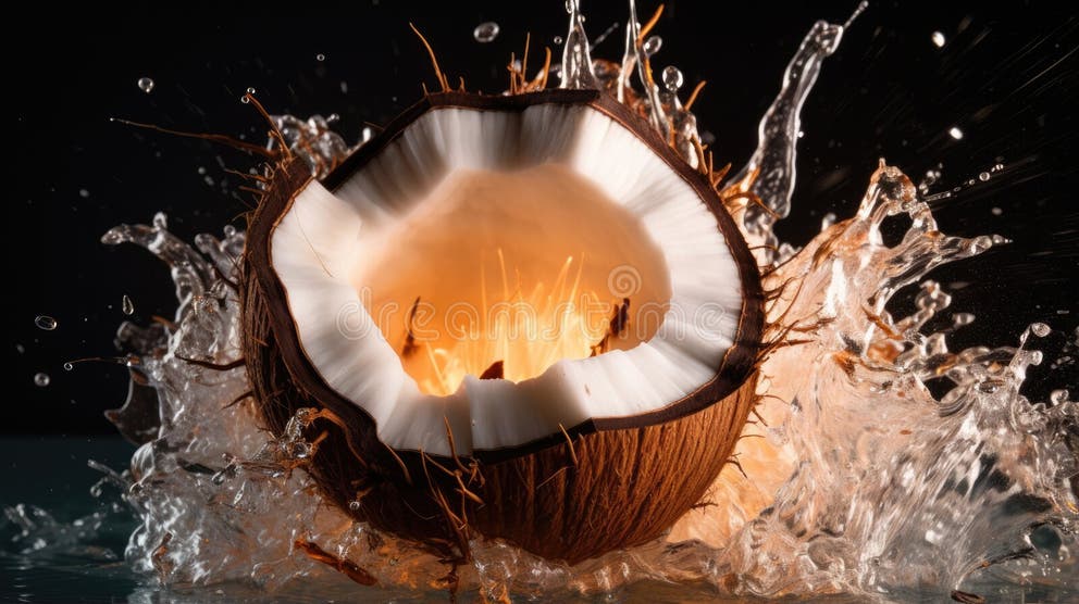 Exploding Coconut in Macro Shot - Stock Concepts Stock Illustration ...