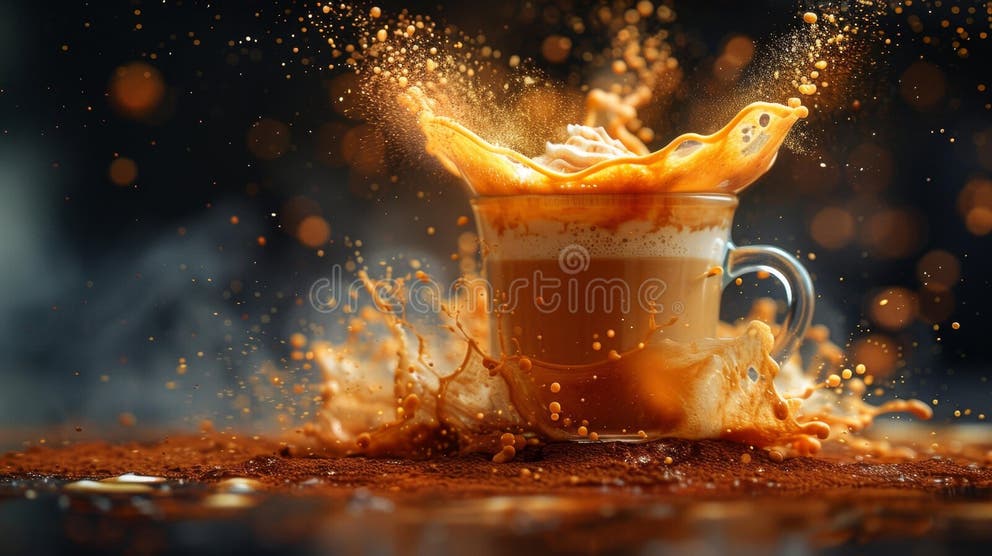 Exploding Coffee Cup with Dramatic Splash - Generative Ai Stock ...