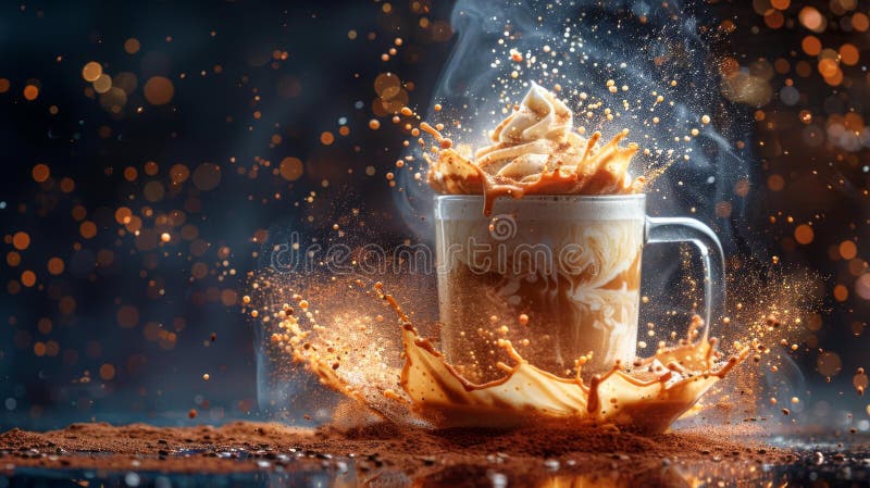 Exploding Coffee Splash with Cream - Generative Ai Stock Illustration ...