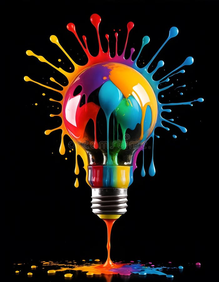 Exploding Color Lightbulb Concept Stock Image - Image of splashes ...