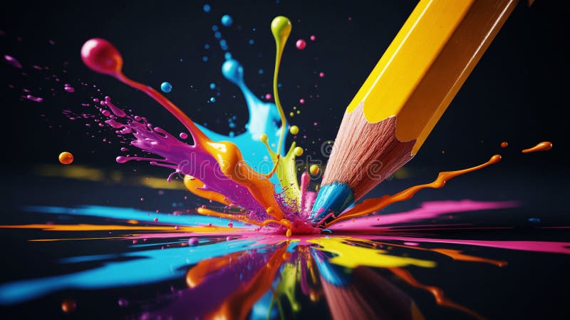 Exploding Colored Pencil Art, Hyper Realistic Creative Burst in Vivid ...