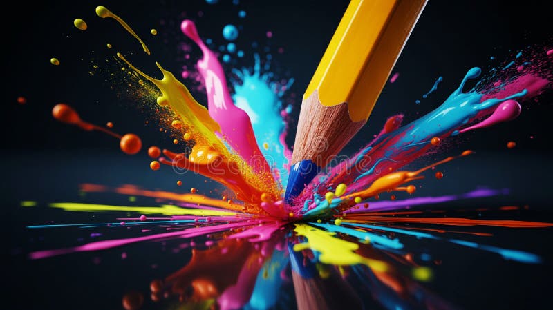 Exploding Colored Pencil Art, Hyper Realistic Creative Burst in Vivid ...