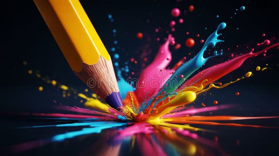 Exploding Colored Pencil Art, Hyper Realistic Creative Burst in Vivid ...