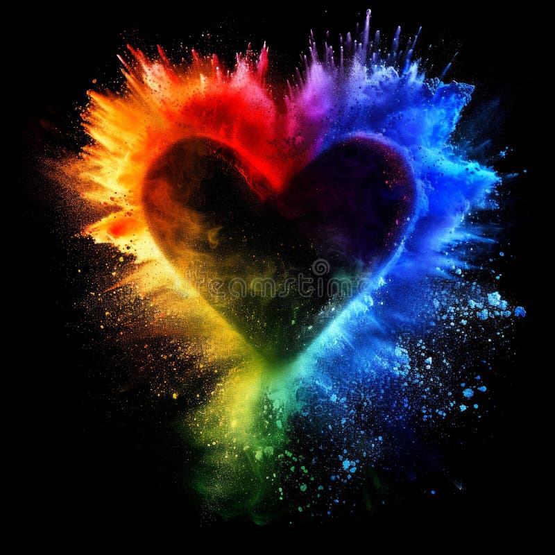 Exploding Colorful Heart on Black Background. Generative Ai Stock ... Exploding Colorful Heart on Black Background. Generative Ai Stock ...