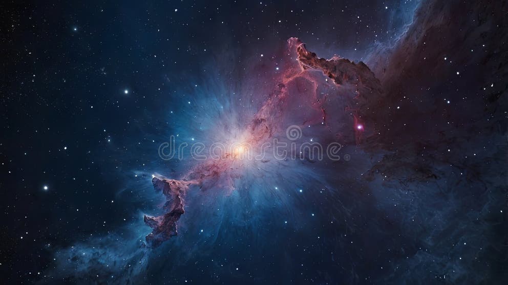 Exploding Colorful Space Nebula with Stars and Cosmic Light. Deep ...