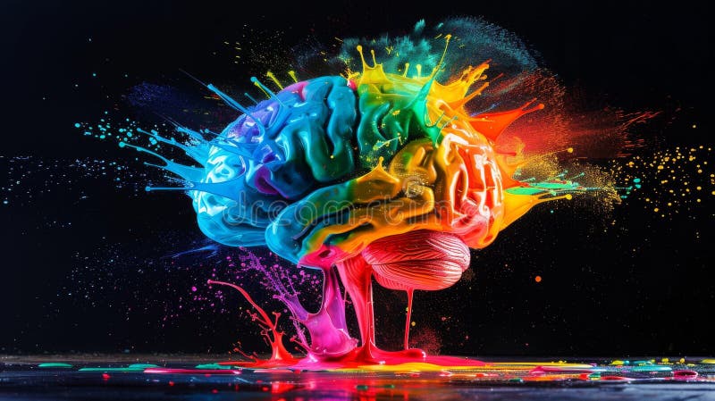 Exploding Colors from a Brain Model Depicting the Vibrant Explosion of ...