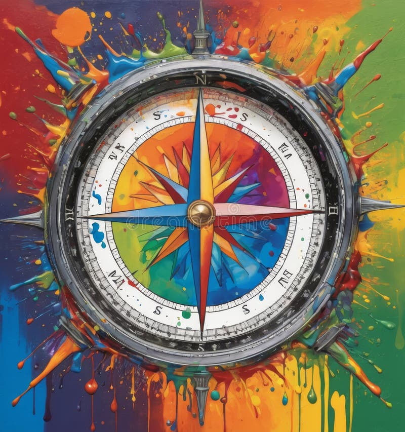 Exploding Colors Compass Design Stock Image - Image of bright, colorful ...