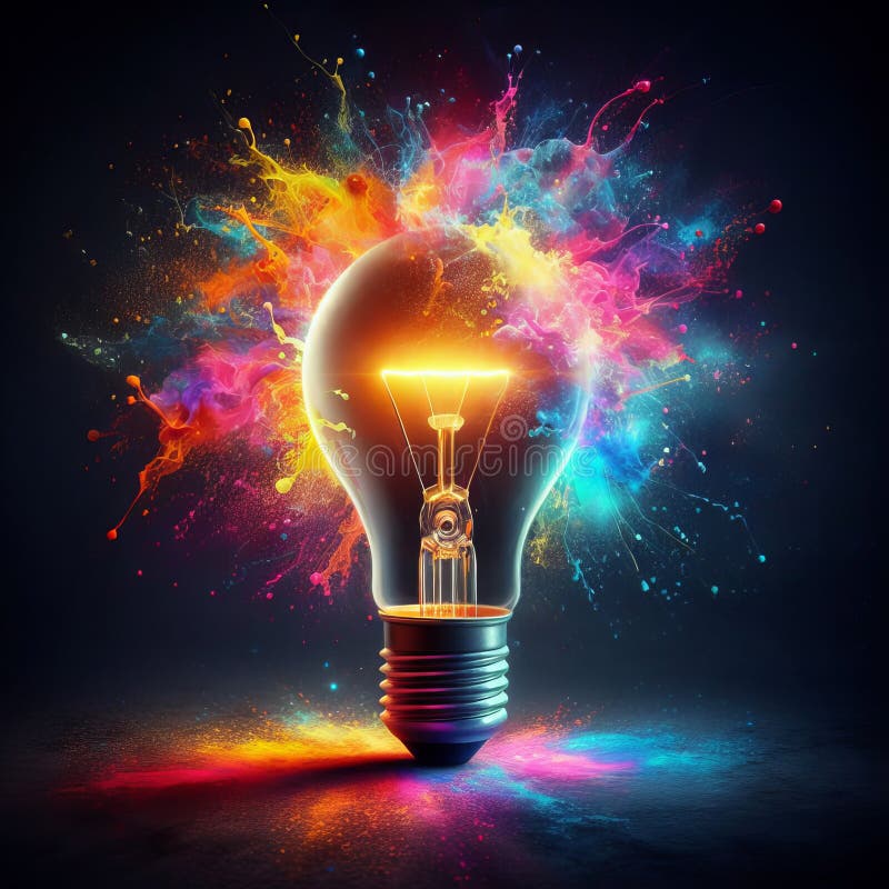 Exploding Colors Light Bulb Stock Photo - Image of paint, inspiration ...