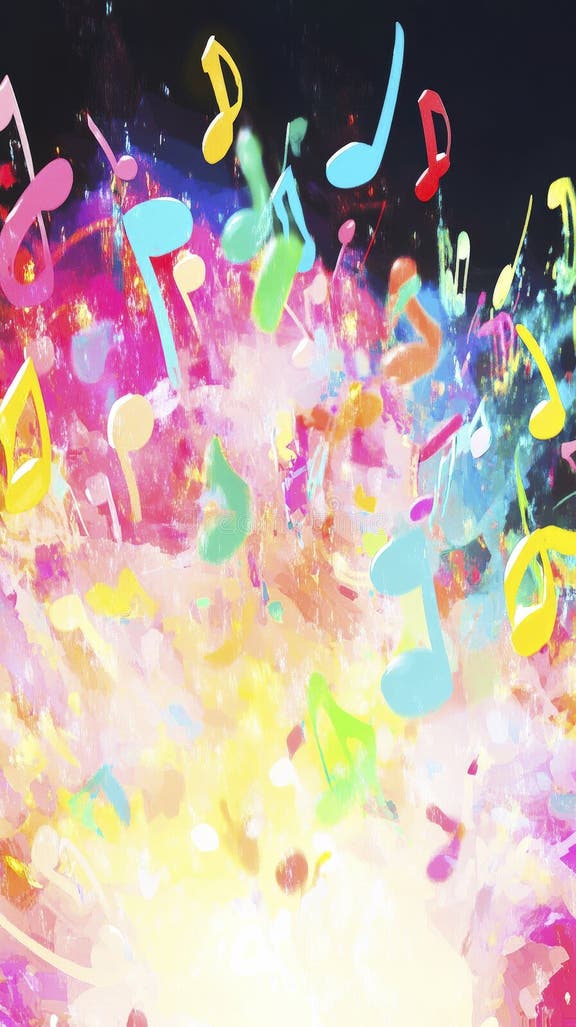 Exploding Colors and Musical Notes in Vivid Abstraction Stock ...
