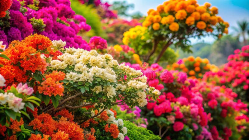 Exploding Colors on a Verdant Bush a Stunning Display of Natures ...