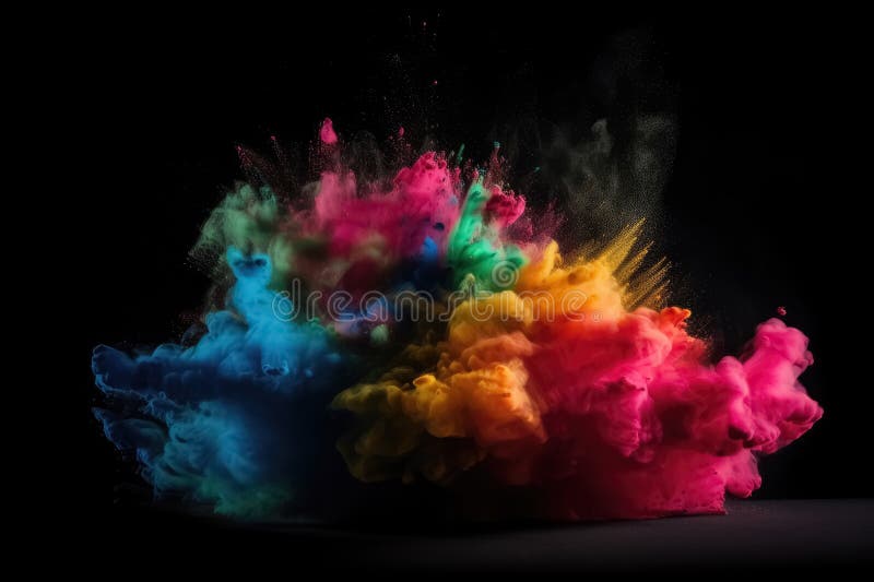 Exploding Colour Powder in Rainbow Colours on a Black Background ...